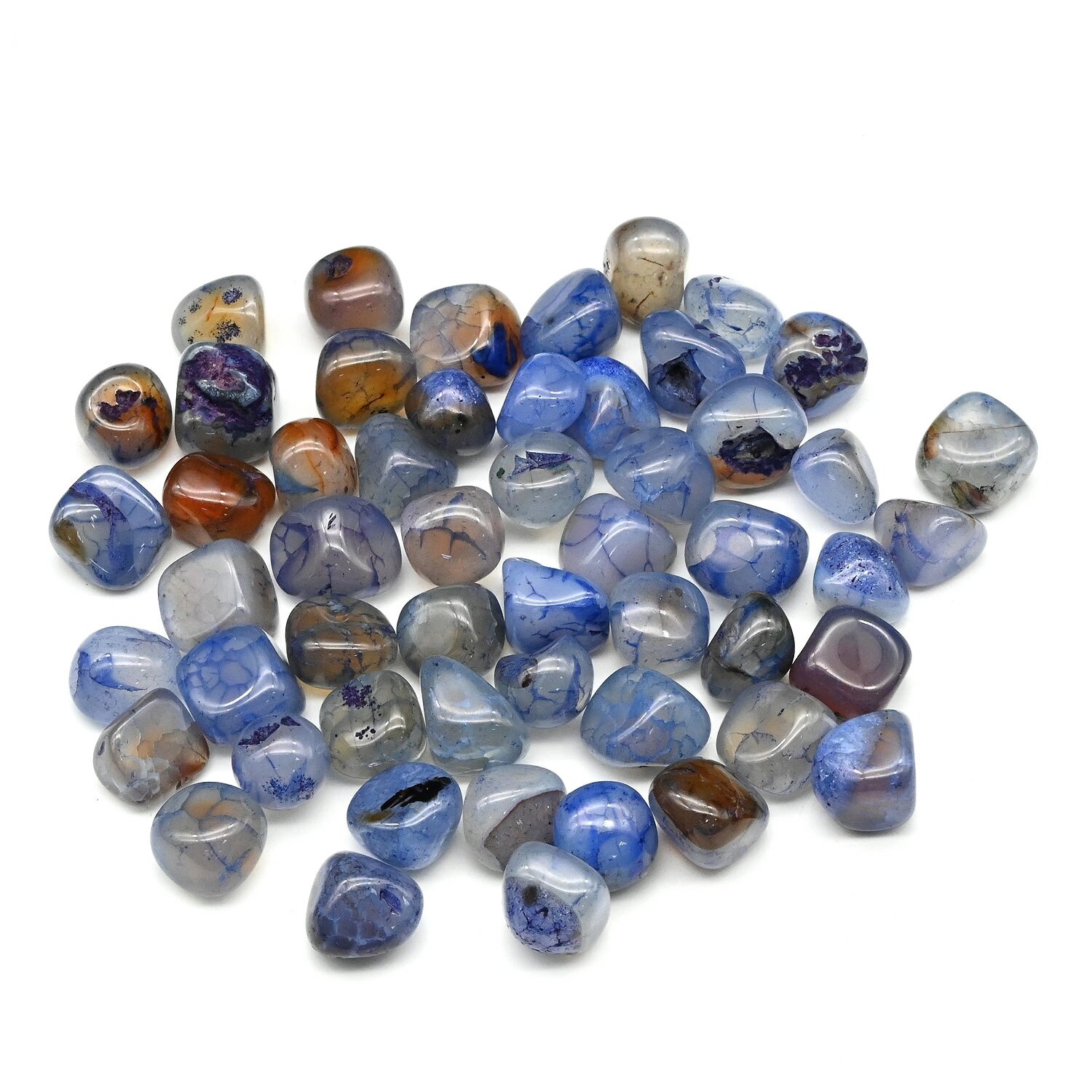 Агат тонированный галтовка цв. синий, фракция 8-12мм, упаковка 100г .