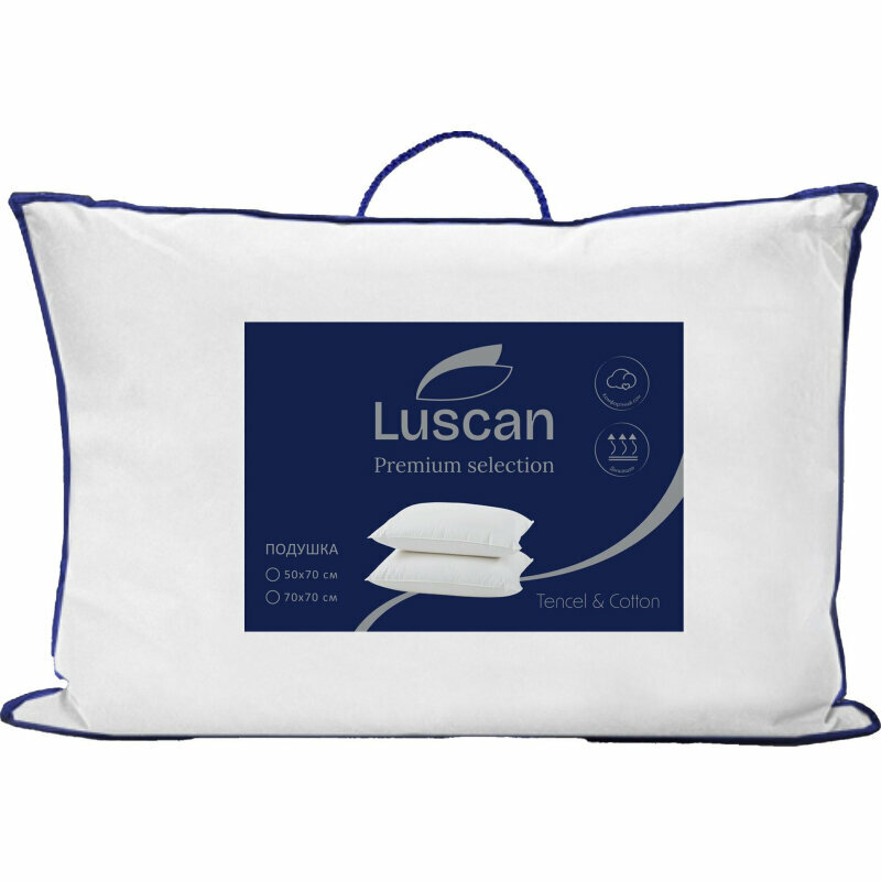 Подушка Luscan 70х70 нестеган кант (микроволокно леб. пух/55%тенсель,45%хл.), 2051904