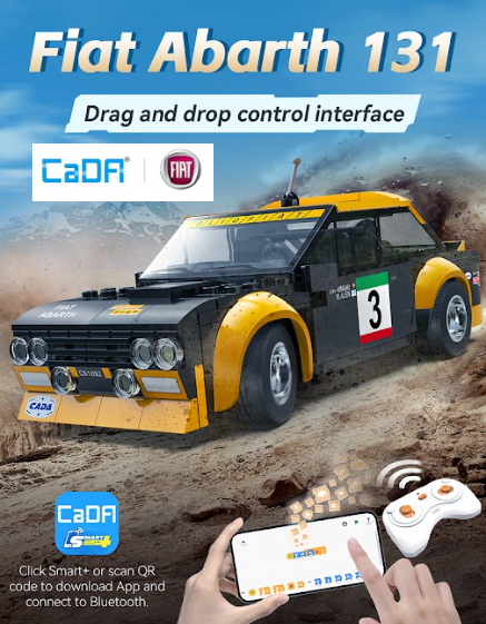 Конструктор CaDA Спортивная машина Fiat Abarth 131 На пульте управления, программируемая, 1:20, 216 деталей - C51092W