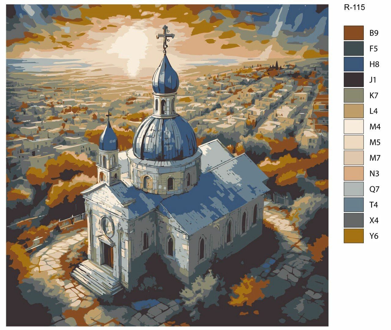 Картина по номерам R-115 "Церковь" 40x40 см