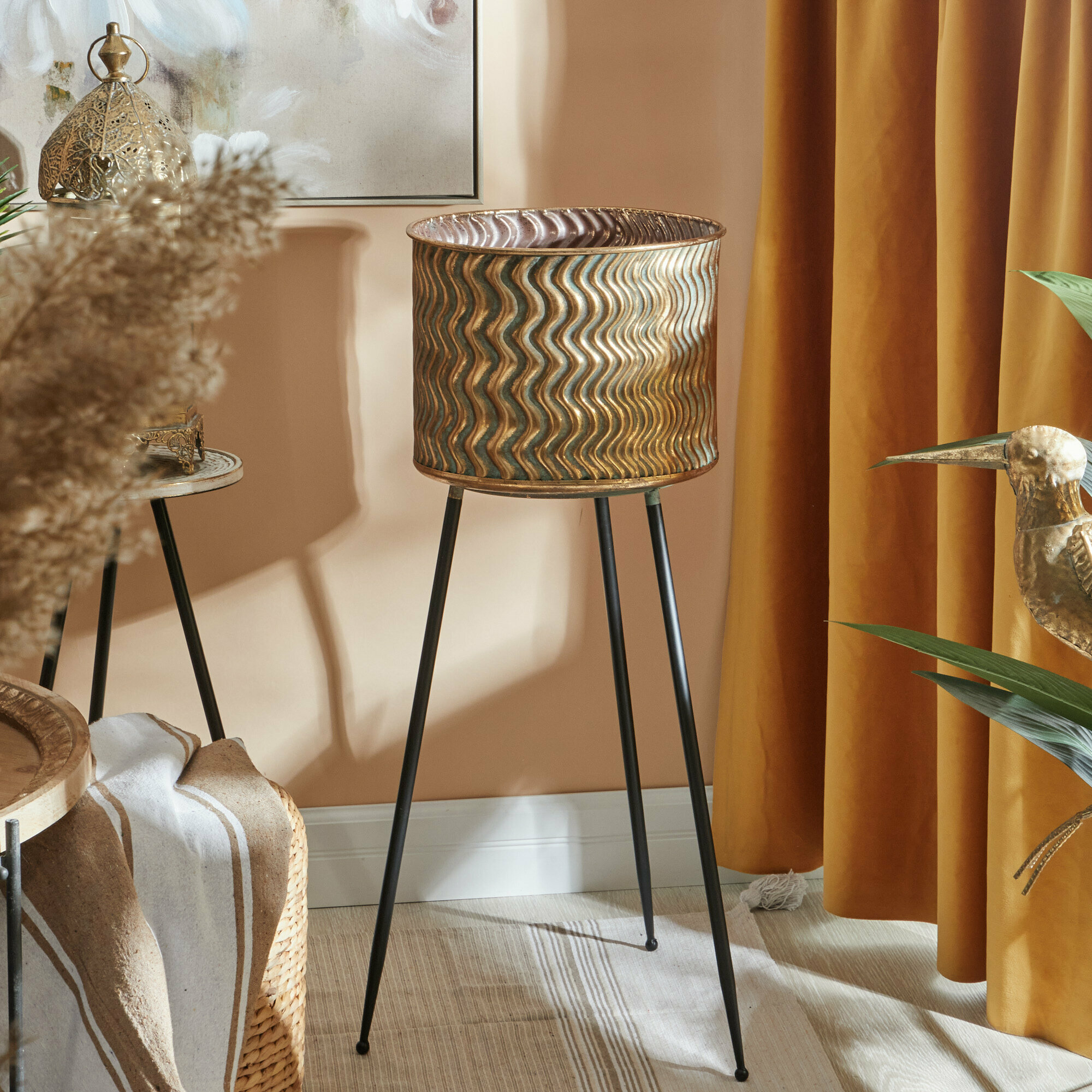 57-264 Кашпо для сухоцветов на ножках 34х34х89см, Железо, Glasar