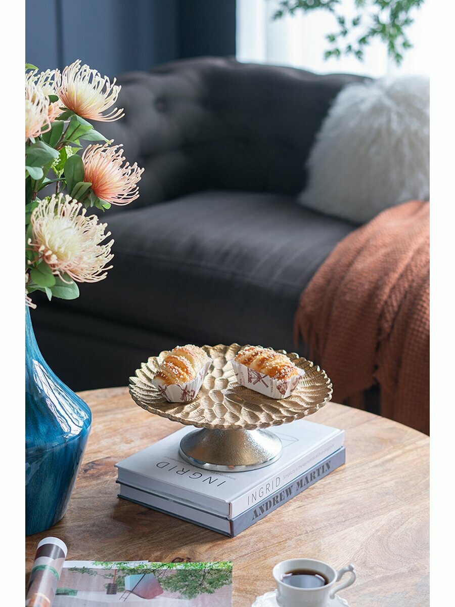 83770 Блюдо декоративное 28х28х10см, алюминий, золотое, Glasar