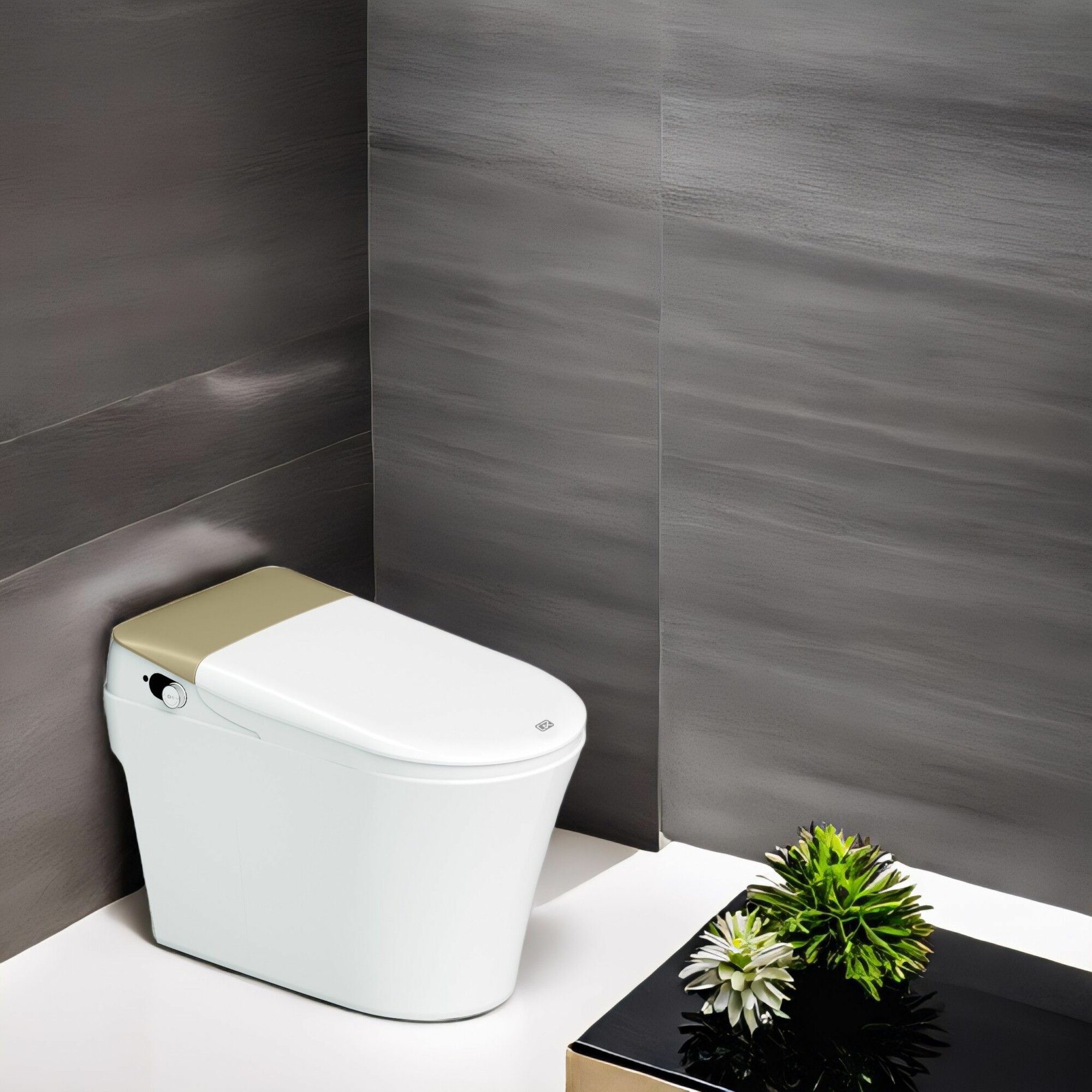 Унитаз-биде электронный напольный T80-S золотой дисплей, биде, режим давления воды и температуры воды, энергосбережение , самоочистка, авто закрытие/открытие крышки, датчик движения, сушка