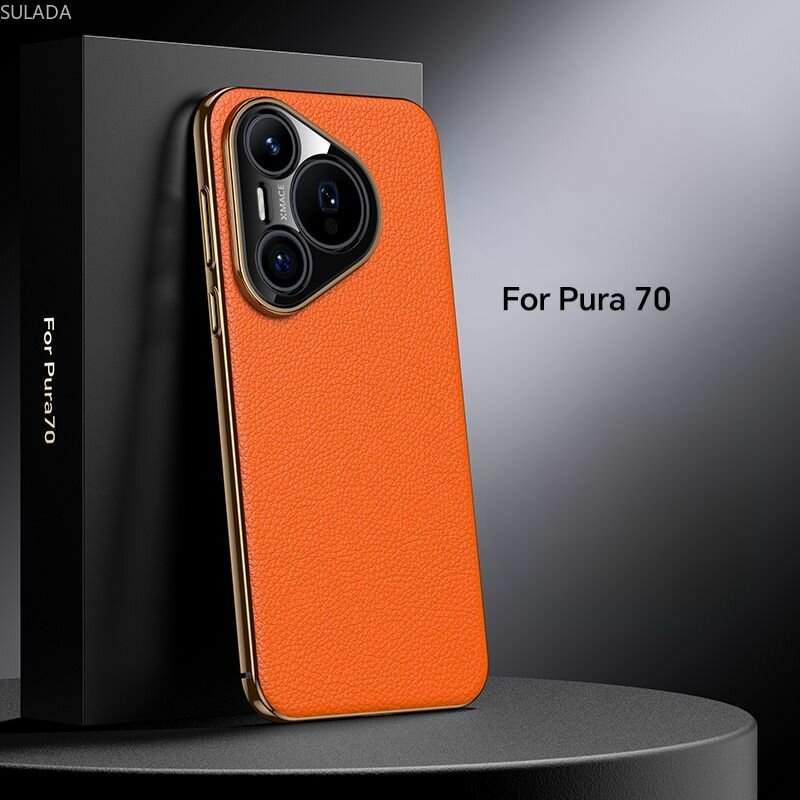Роскошный натуральной кожи чехол для Huawei Pura 70 / Хуавей Пура 70