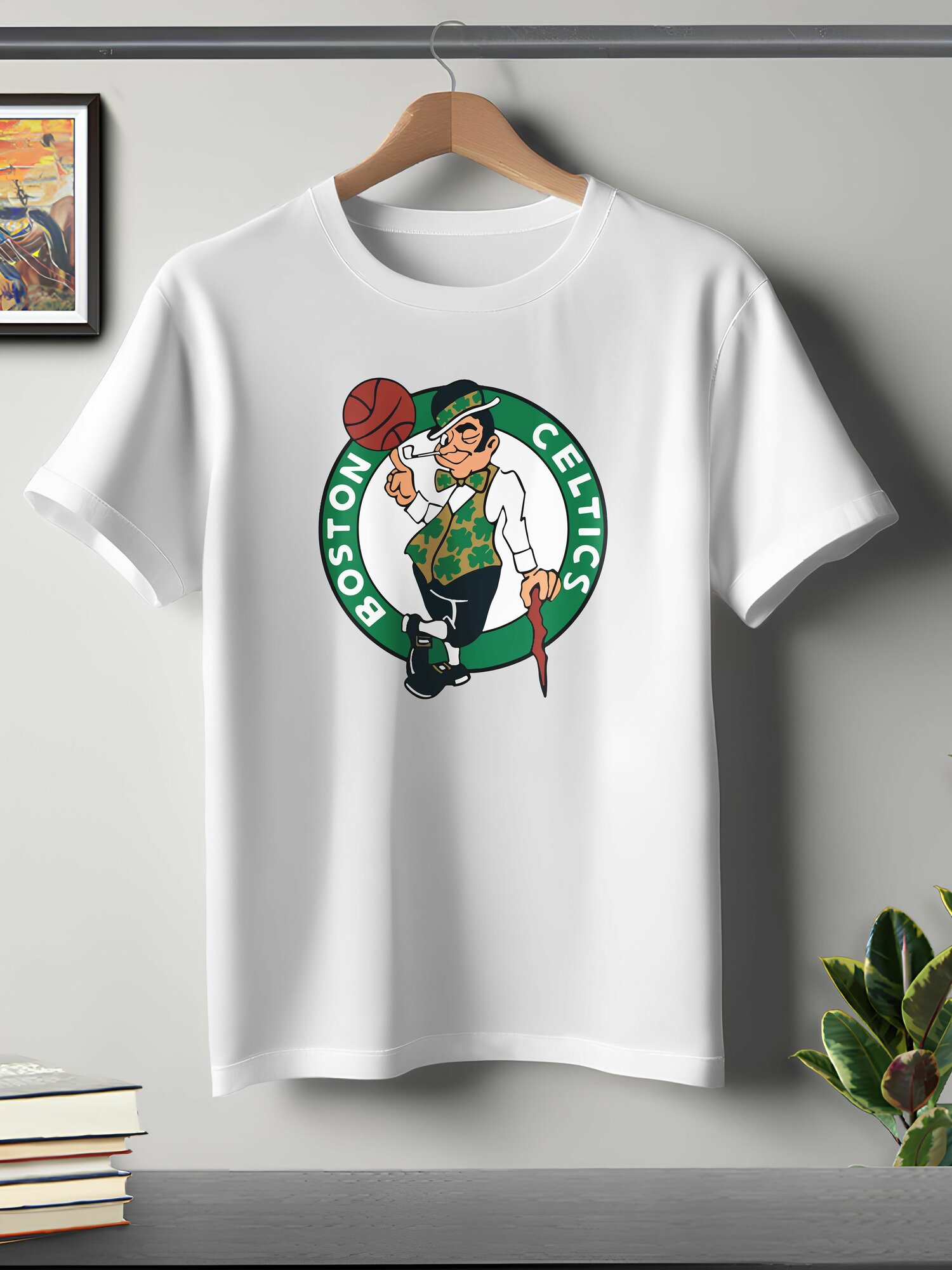 Футболка ONEQ унисекс 56-58 (3XL) размер с принтом Бостон Селтикс, белая