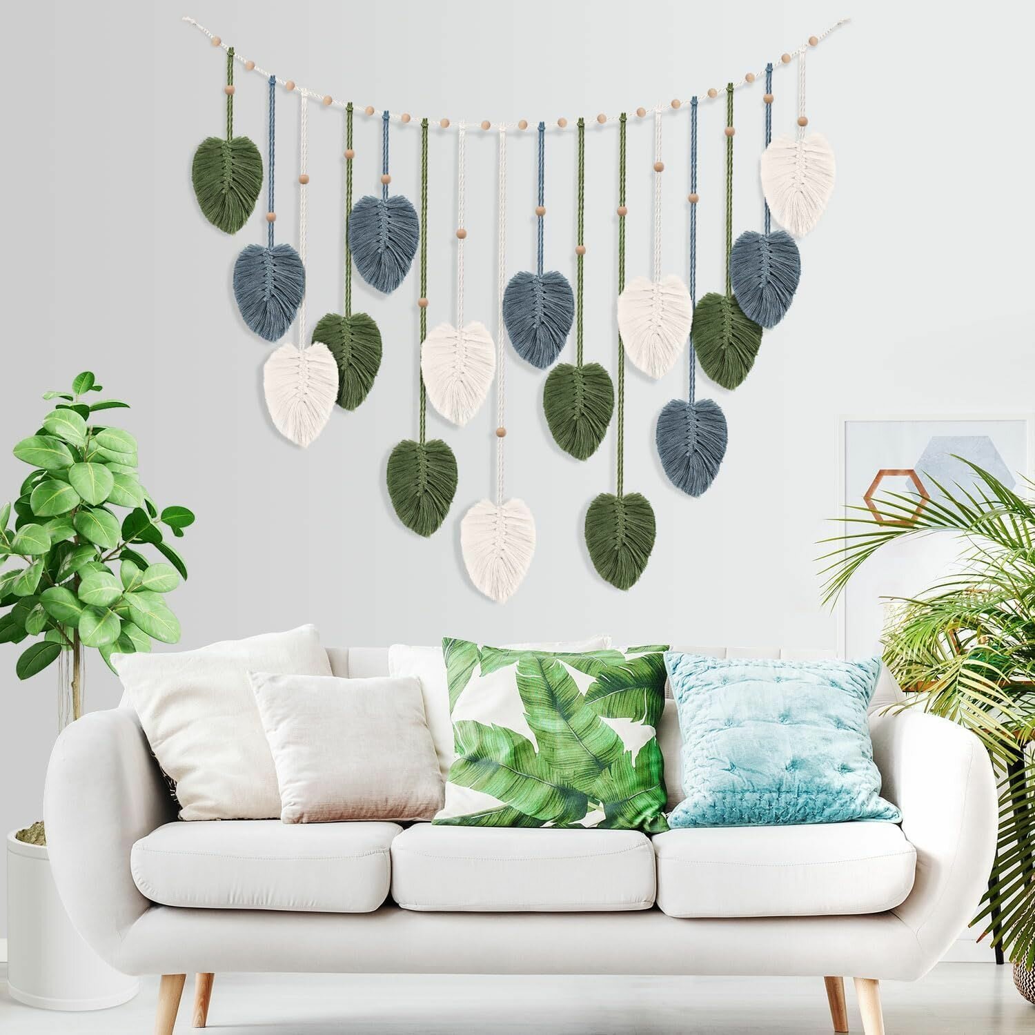 Настенный гобелен из листьев Панно настенное макраме