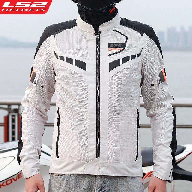 Оригинальная мотоциклетная куртка LS2 GARDA AIR, летняя сетчатая дышащая мотоциклетная куртка для мужчин и женщин CE, светоотражающая куртка для верховой езды с защитой от падения S, MJ158-White