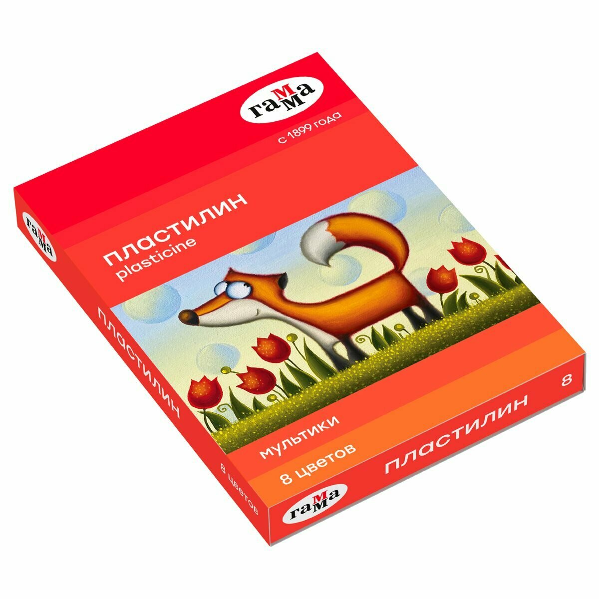 Пластилин 8 цветов Гамма "Мультики", 160г, со стеком, картон. упаковка (280016), 23 уп.