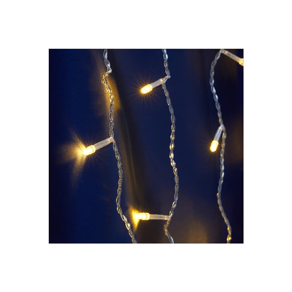 Светодиодная гирлянда Feron CL21 занавес 3*2м + 3м желтый статичная, c питанием от сети 230V, белый шнур (41625)