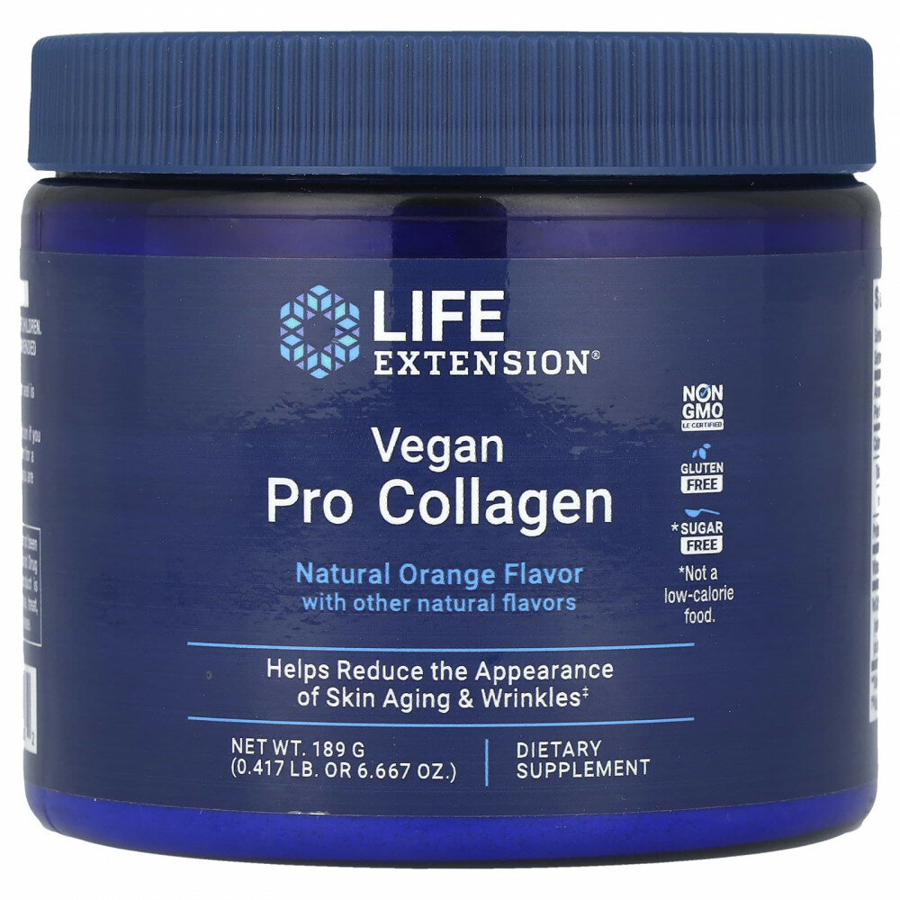 Life Extension, Vegan Pro Collagen, натуральный апельсин, 189 г (6,667 унции)
