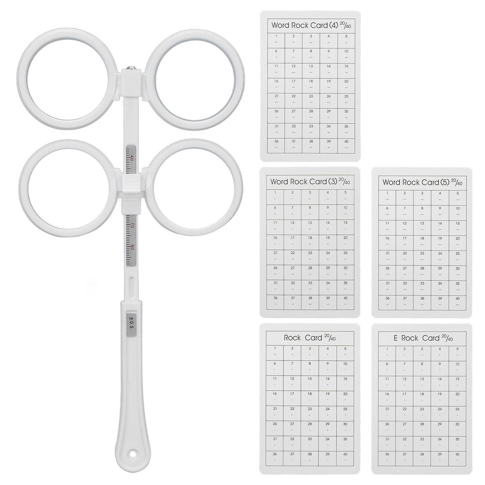 Оптическая пластика пластика регулируемой оптометрии флип -линзы с тестовой картой зрения для белой амблиопии (± 0,5 D.)