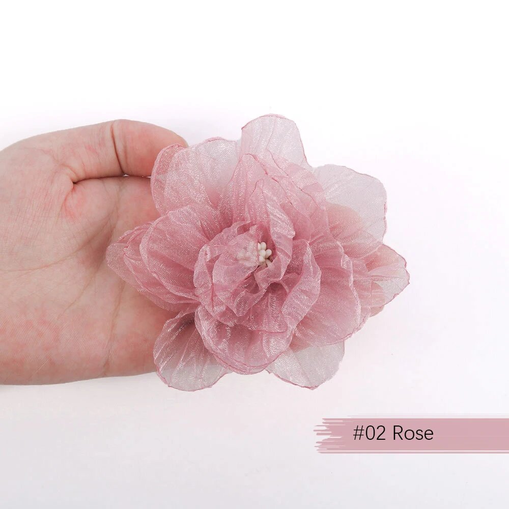 Розовый цветок из органзы для декора #02Rose