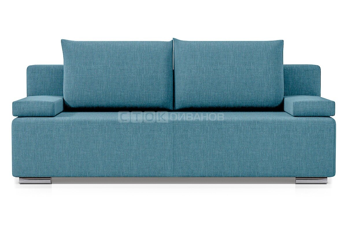 Диван Сток Диванов Плэй, синий, рогожка, 200 см, механизм еврокнижка, с ящиком для хранения