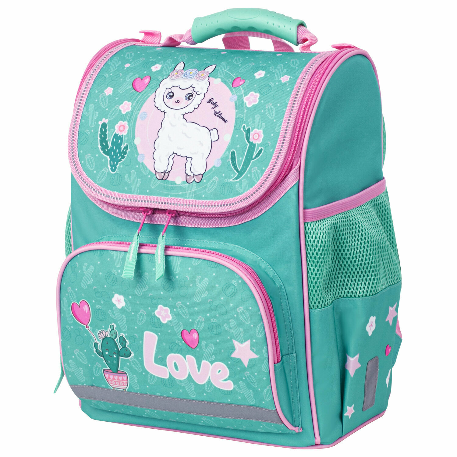 Рюкзак школьный Пифагор BASIC, с эргономичной спинкой, "Baby lama", 35х28х18 см,