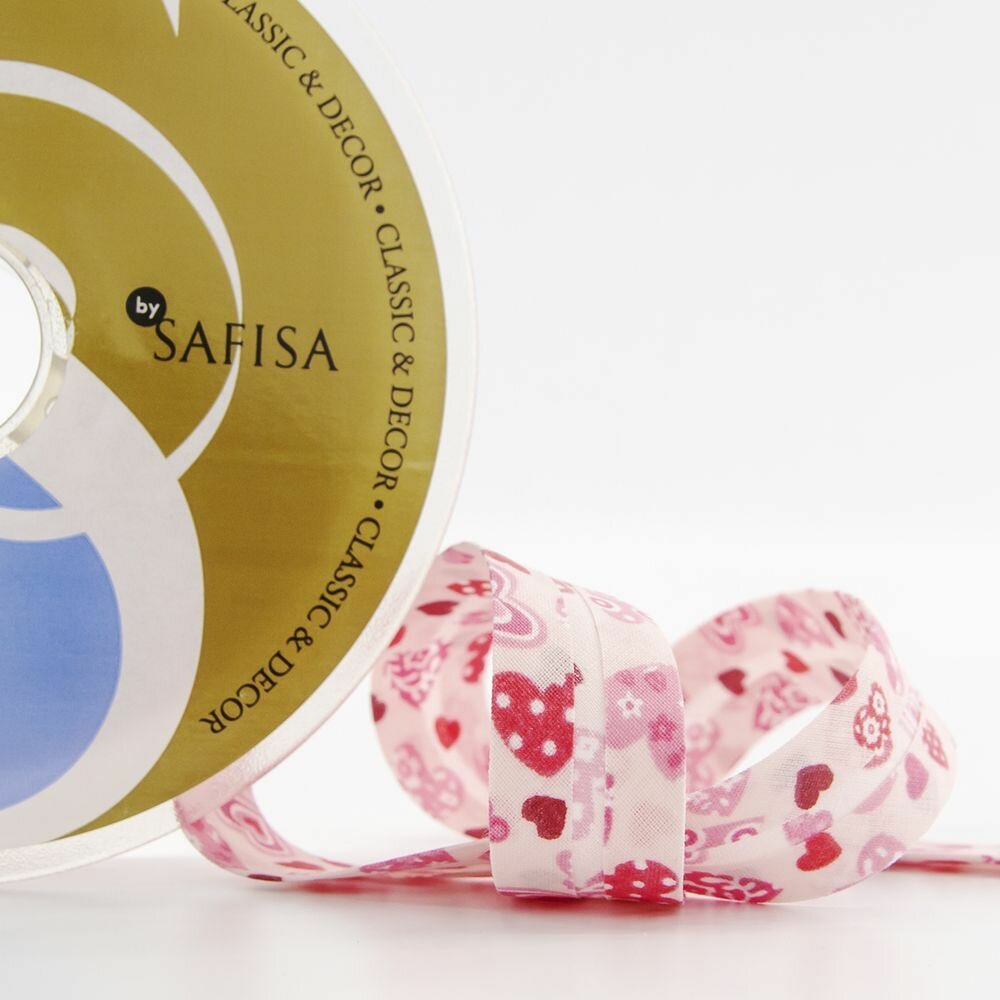 Косая бейка SAFISA С рисунком, 20 мм, 20 м, цвет 05, Розовый