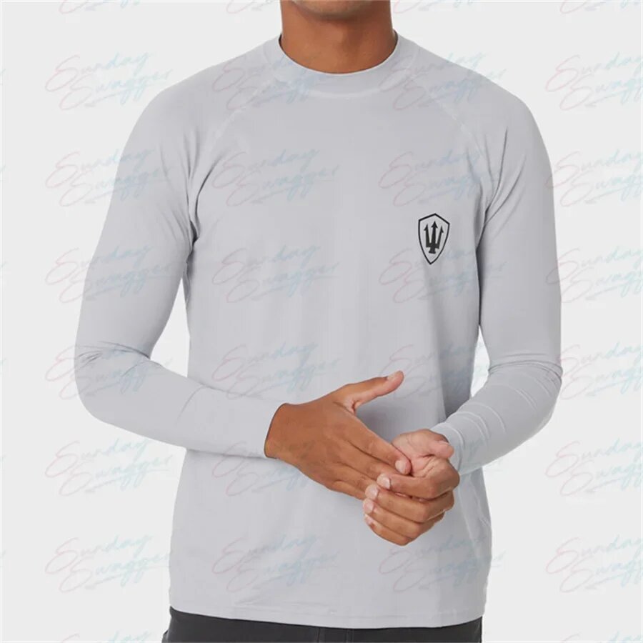 Мужская футболка для серфинга, спортивная одежда, купальный костюм с длинными Серый, XXL, 13