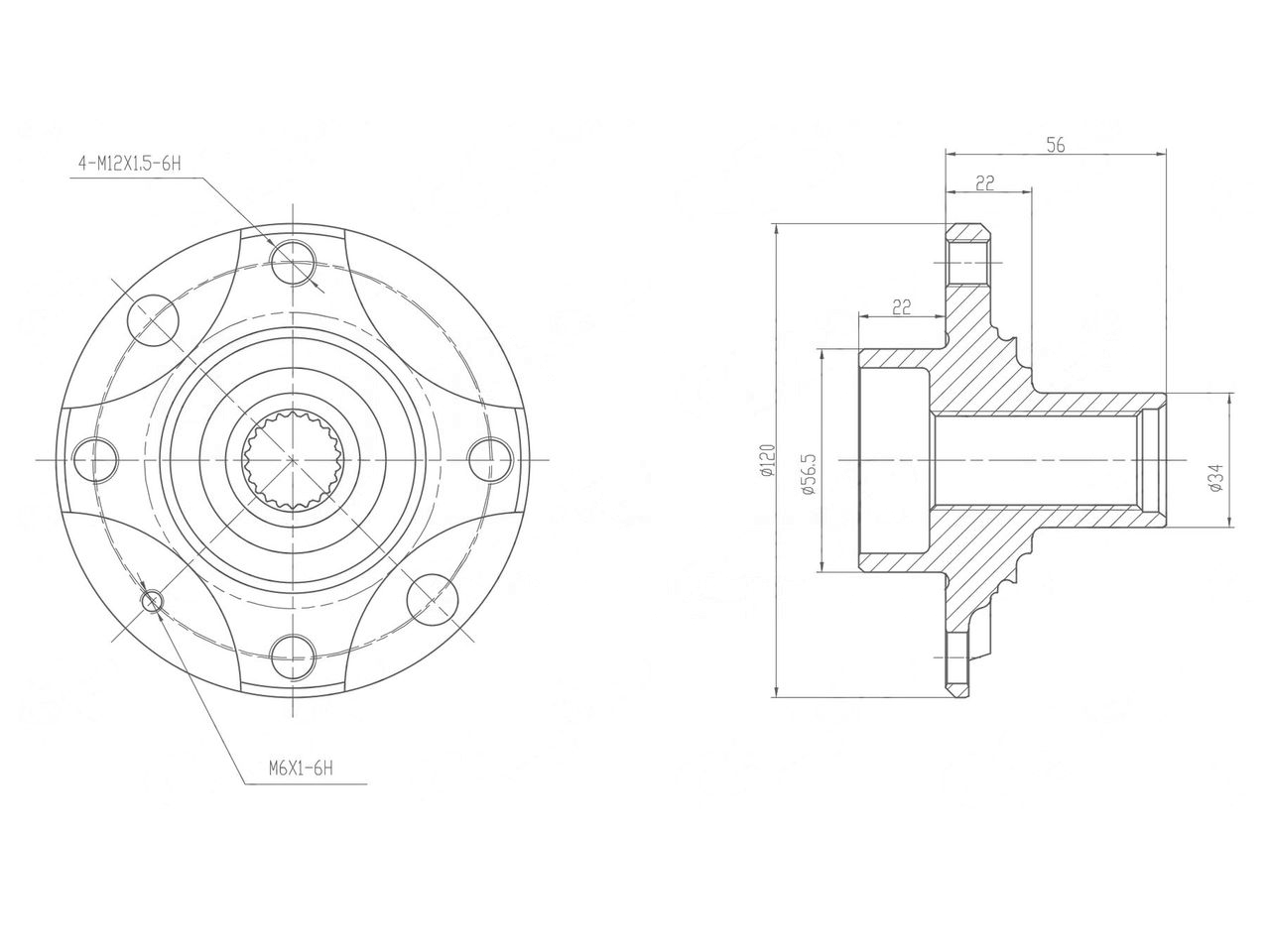 UNIO HUB-20020 (0326169 / 0326178 / 0326197) ступица передняя (без abs) Opel (Опель) Astra (Астра) f 91-, Corsa (Корса)