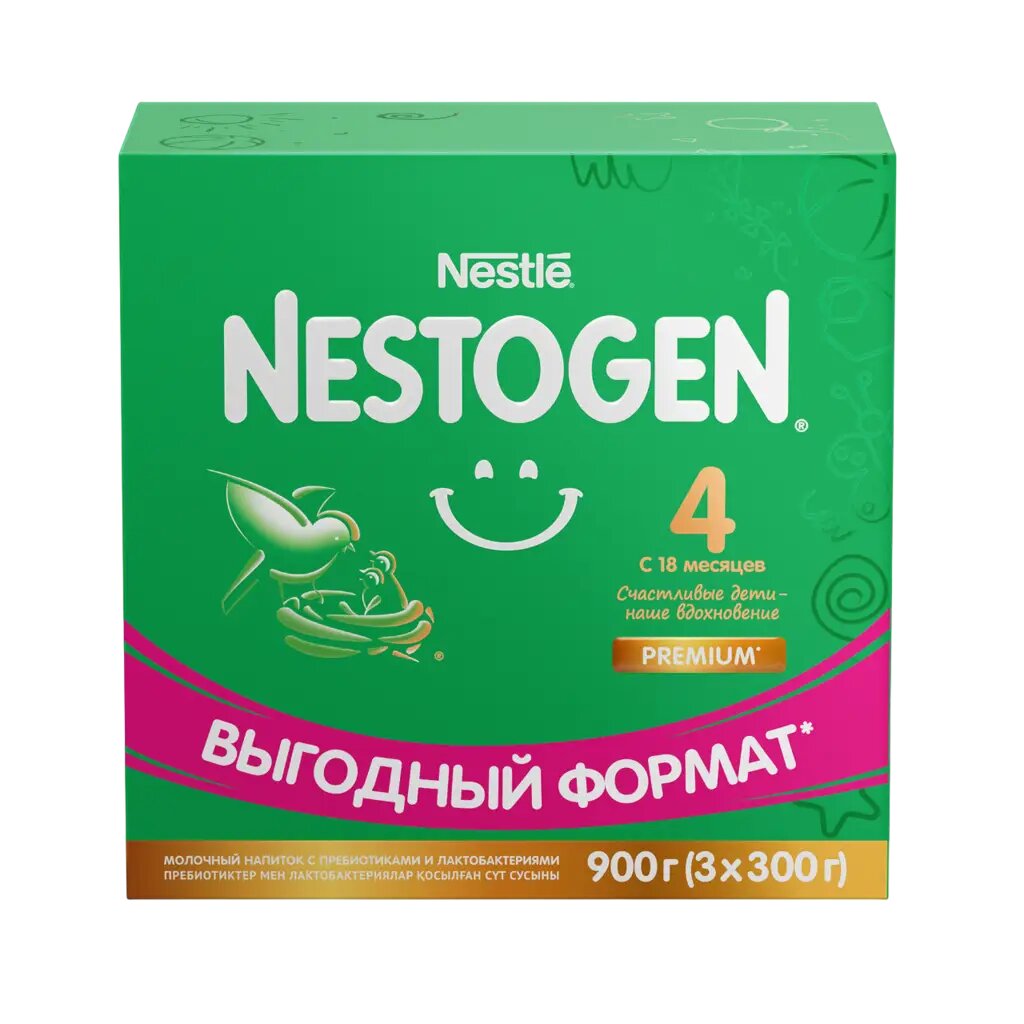 Nestogen 4 Детское молочко с пребиотиками и лактобатериями L.Reuteri с 18 мес 900 г 1 шт