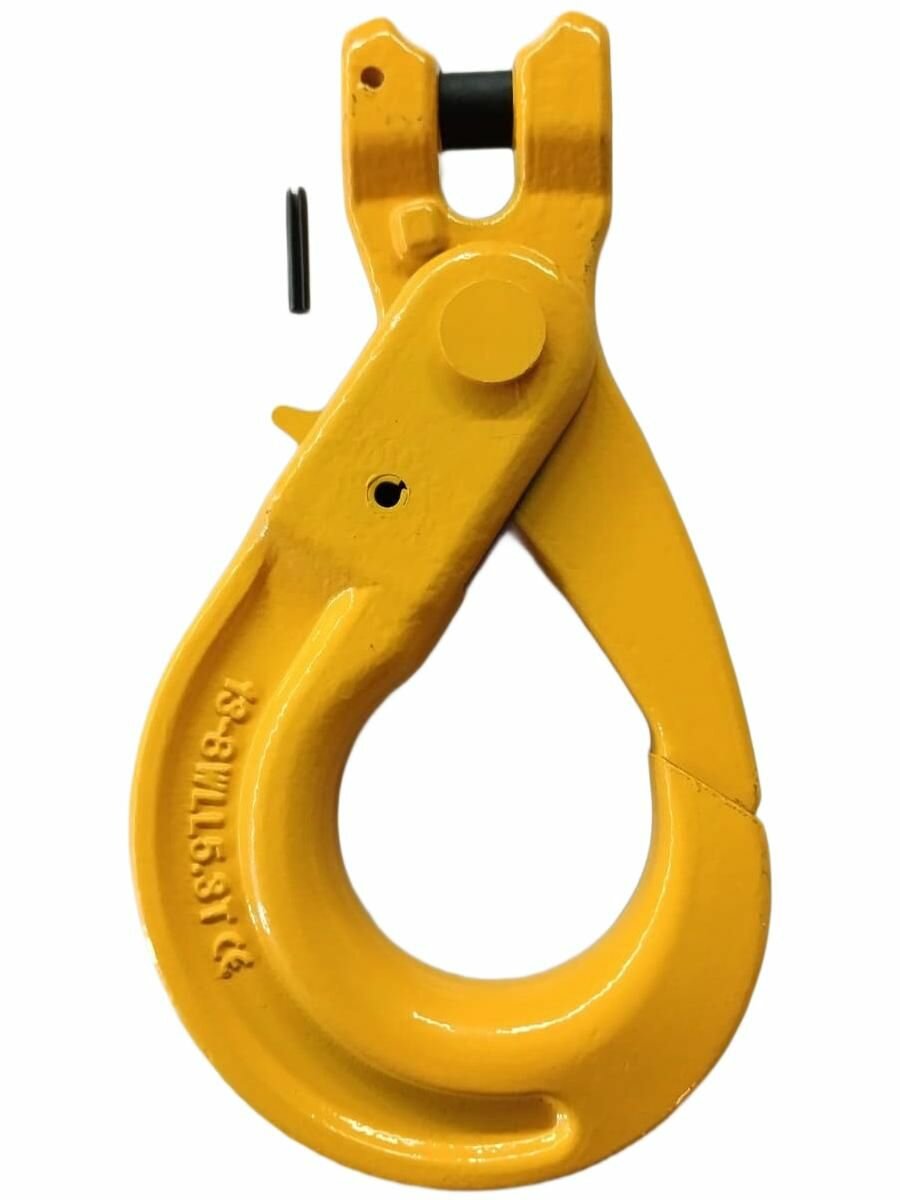 Крюк чалочный самозакрывающийся грузоподъемностью 5,3 тонны с вилочным креплением размер 13 - 8