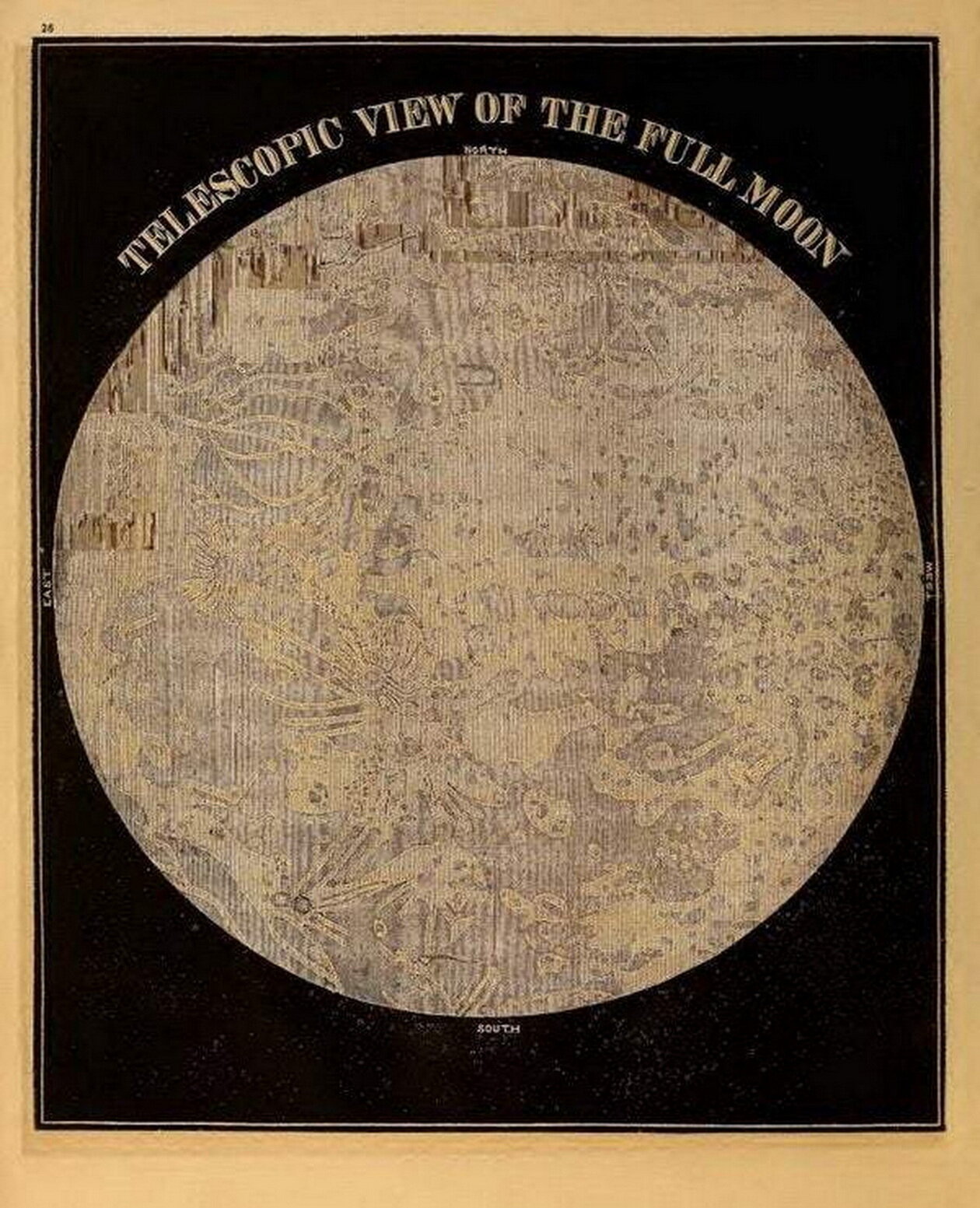 Плакат, постер телескопический вид полной Луны на бумаге, размер 21х30см