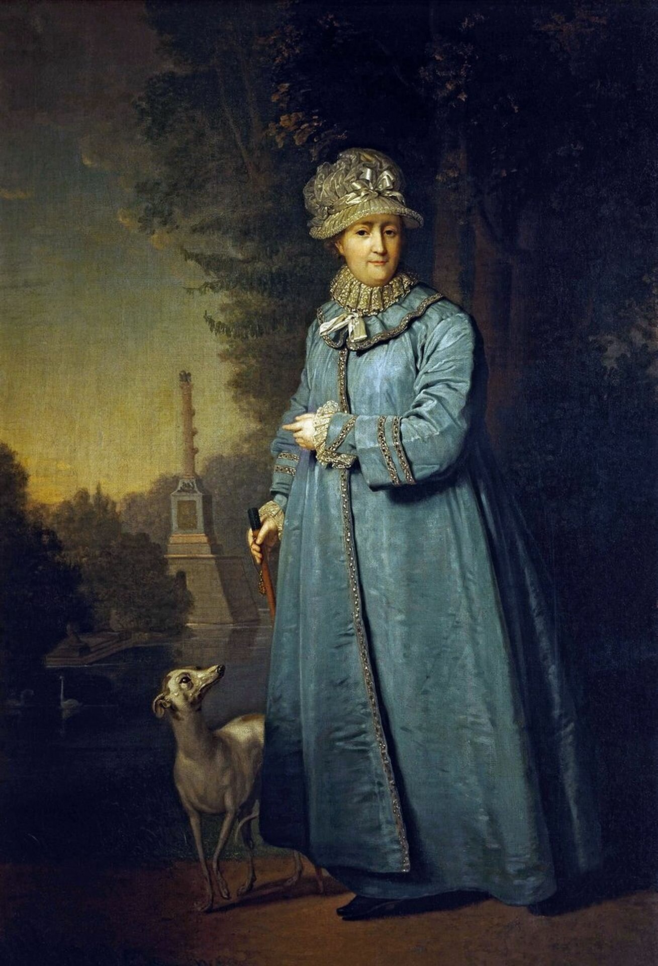 Плакат, постер Екатерина II на прогулке в Царскосельском парке. Династия Романовых на бумаге, размер 42х60см