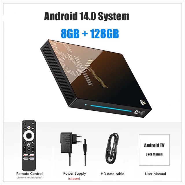 KimTin 8K Android 14 TV Box Европейская, 8GB 128GB TV BOX
