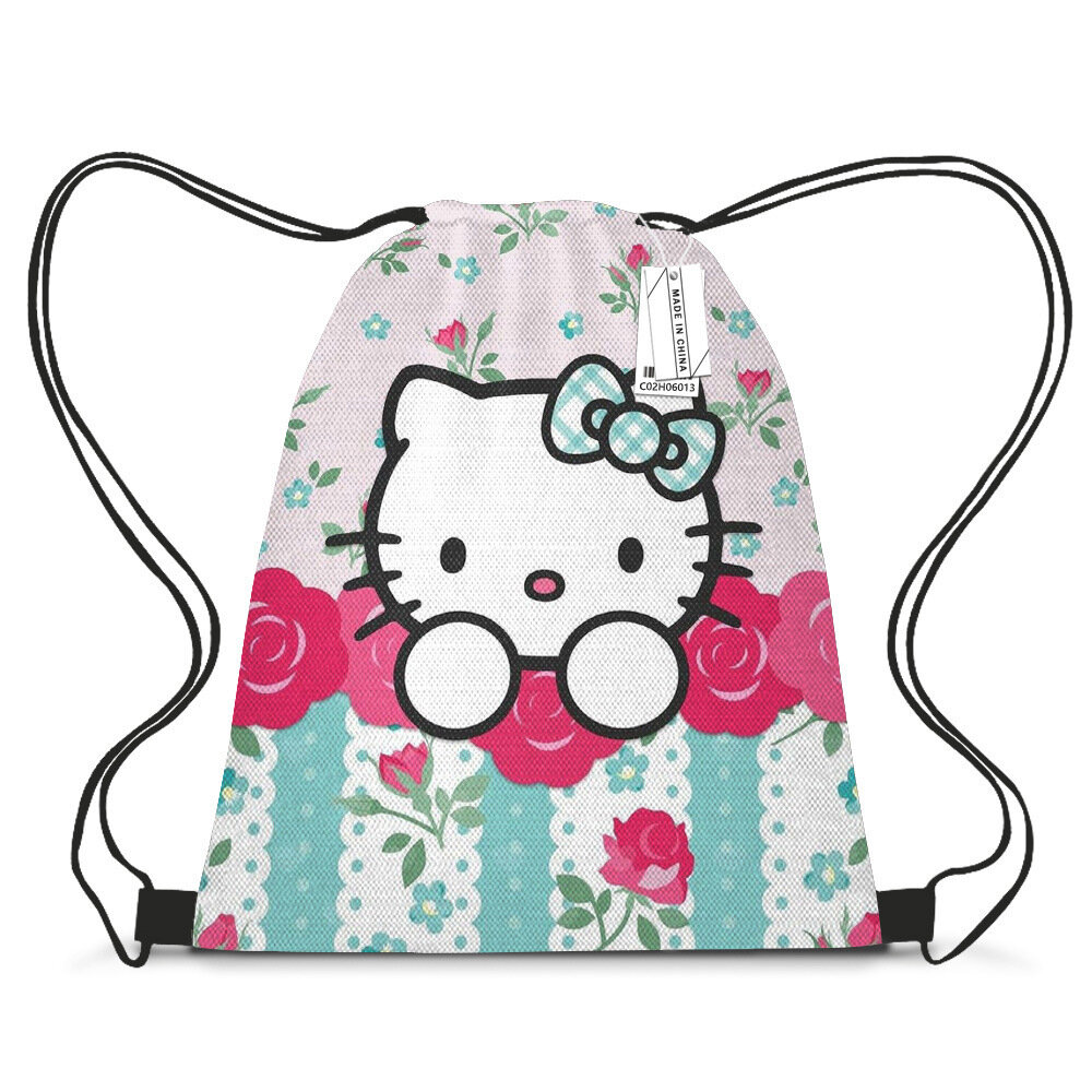 Рюкзак Hello Kitty на шнурке с принтом и карманом Melody из полиэстера, сумка для хранения большой вместимости