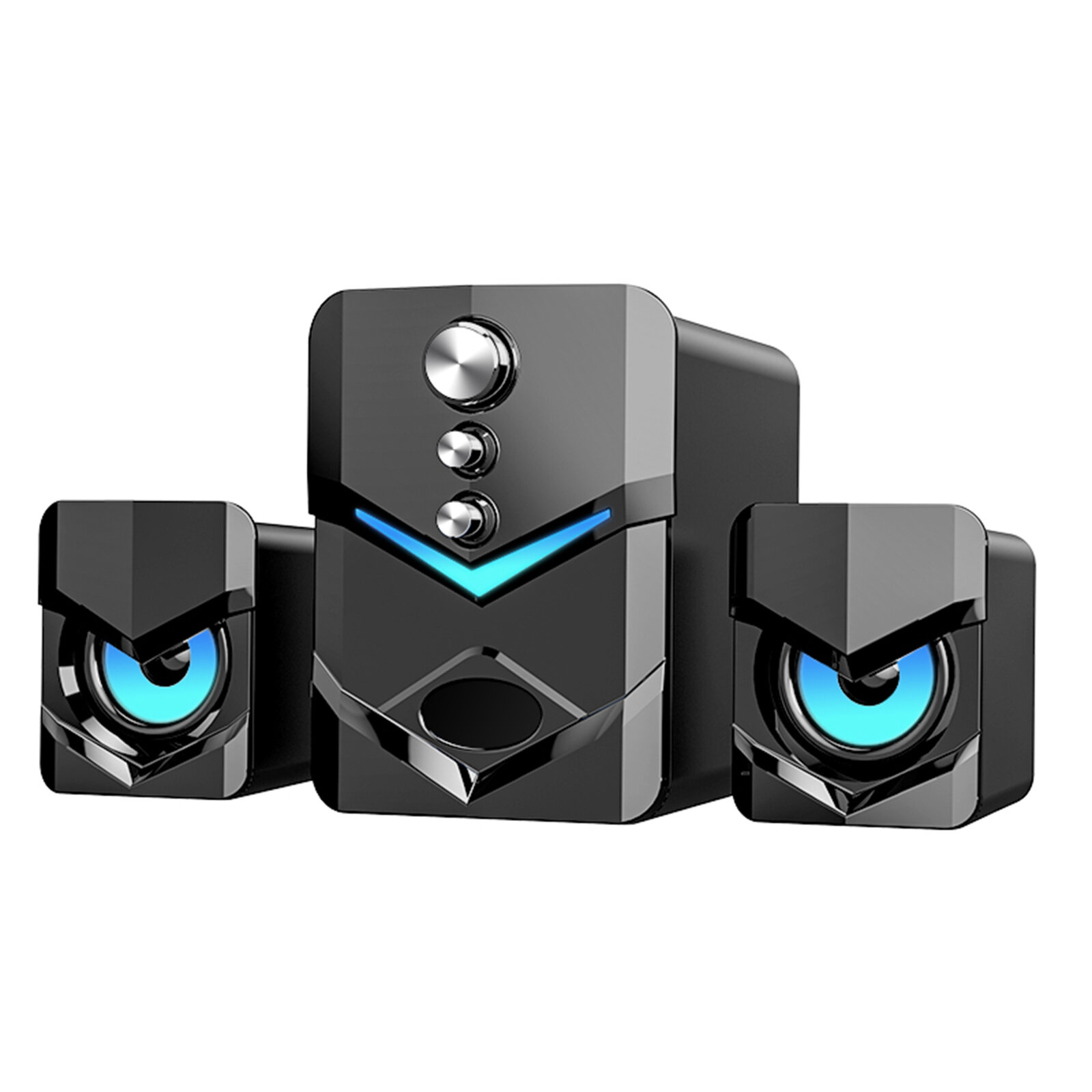 SADA D-222 Компьютерный динамик с Subwoofer USB-мощностью 2,1 стерео мультимедийные динамики со светодиодным светом 3,5-мм аудио вход для ПК ноутбука