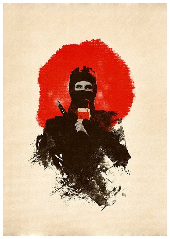 Интерьерный постер на стену картина для интерьера в подарок плакат "American Ninja" размера 50х70 см 500*700 мм в черной раме для декора