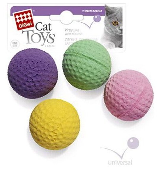 Игрушка для кошек Gigwi Четыре мячика 4см, серия CATCH & SCRATCH