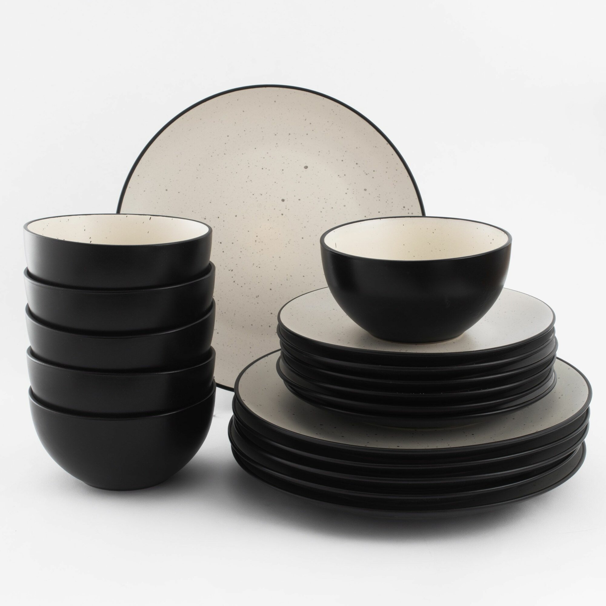 Сервиз обеденный, Kuchenland, 6 перс, 18 пр, керамика, черно-белый, в крапинку, Isernia