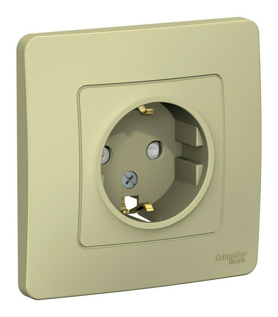 Розетка с заземлением SE Blanca 2Р+Е со шторками 16А, 250В с/у бежевый BLNRS001117