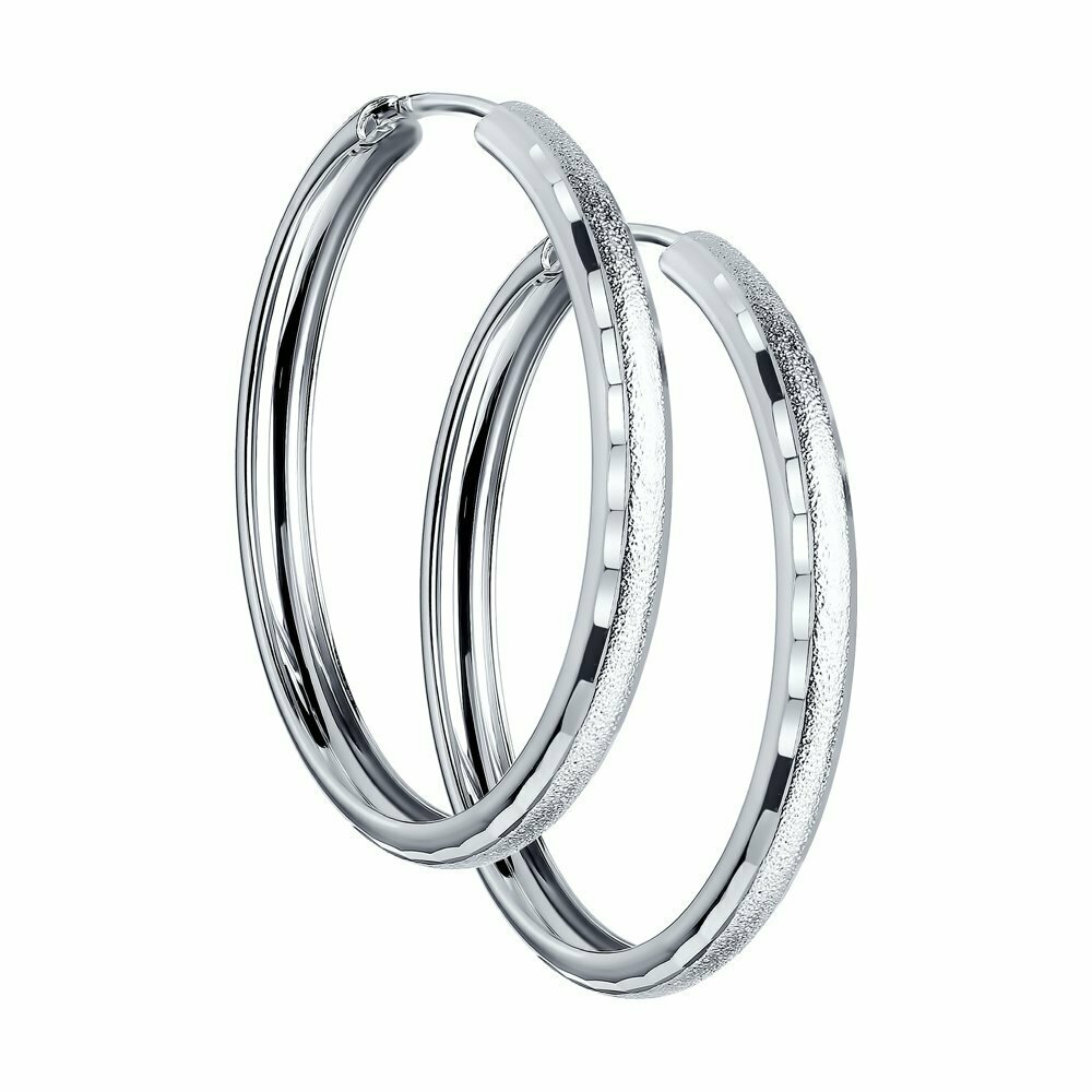 Серьги конго, серебро, 925 проба, родирование