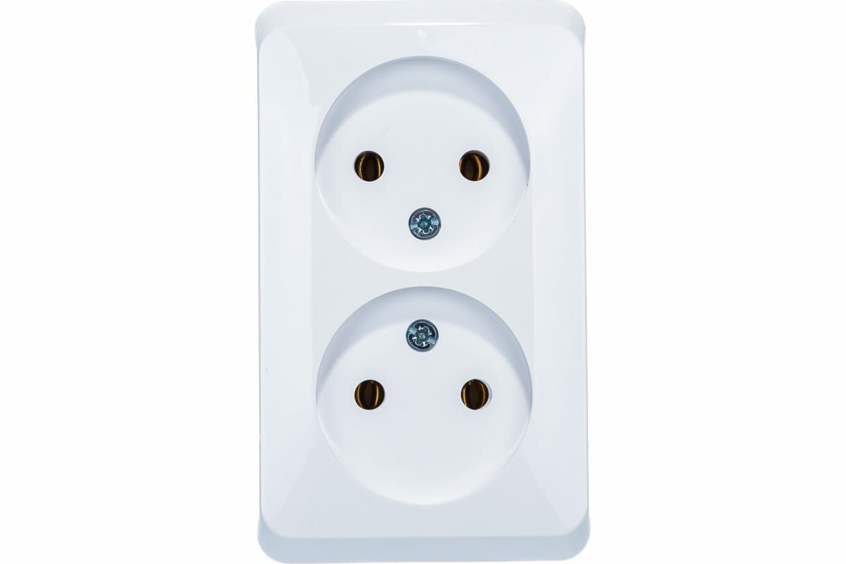 Systeme Electric Двухместная розетка OP Этюд белая 16A IP20 без заземления PA16-005B