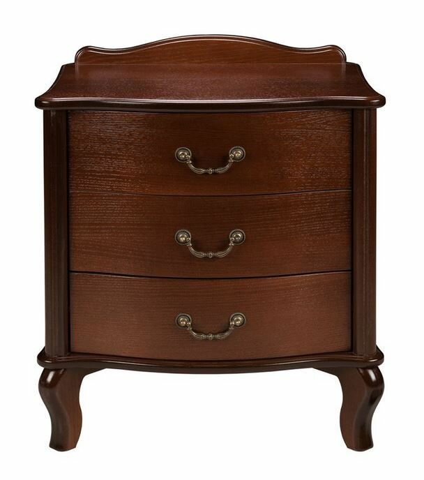 Прикроватная тумба Джульетта 3 ящ. Вис Red Black коричневый, дерево, прямоугольная столешница, ножки