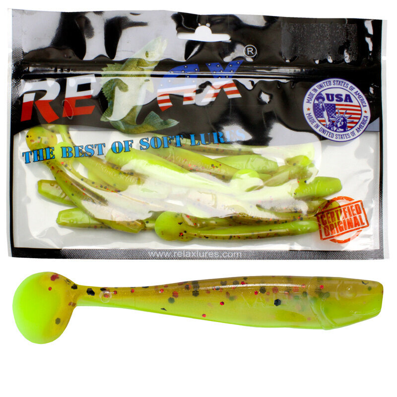 Мягкая силиконовая приманка риппер RELAX KINGSHAD LAMINAT 3, 7,5cm 4,5g цвет L374 (Silk, Olive-black, Red Glitter) 1 уп. по 15 шт.