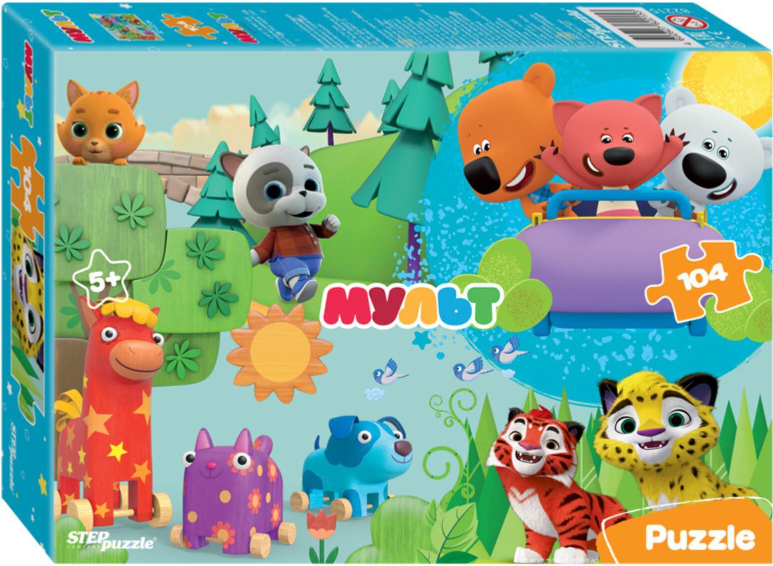 Детский пазл "Ми-ми-мишки и др. Мульт" развивающий, игра-головоломка на развитие мелкой моторики и внимания, 104 элемента