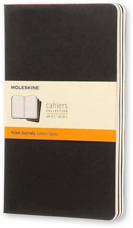 Набор Блокнотов Moleskin Cahier, 40 листов 13х21 см, цвет черный, в линейку, 3 штуки