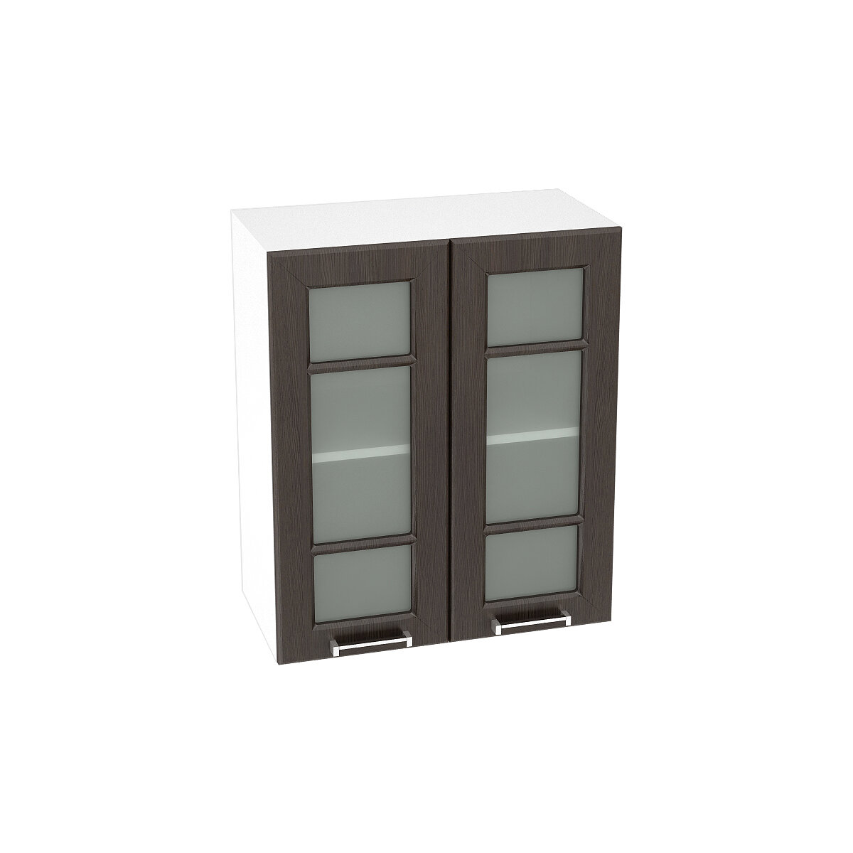 Кухонный шкаф навесной, Кухня Чехия, ШВ600 со стеклом, Белый / Венге