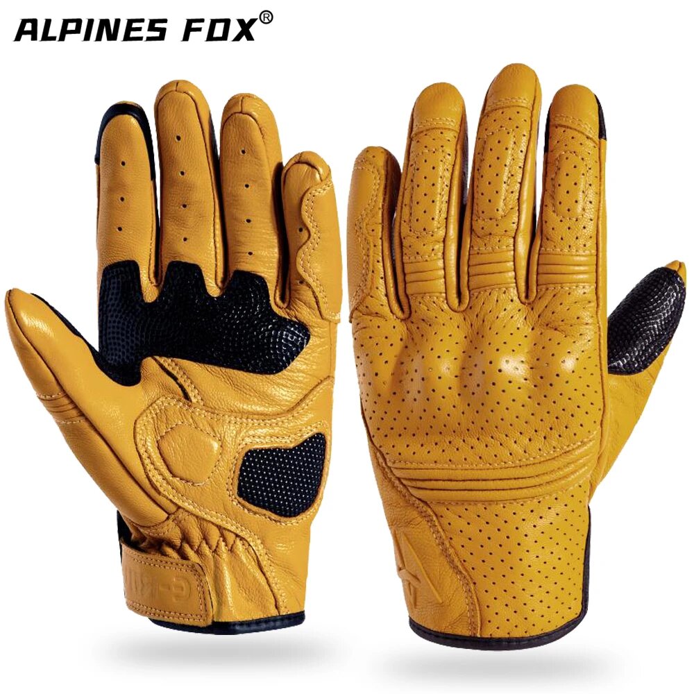 Желтые кожаные мотоперчатки Alpines Fox, размер M