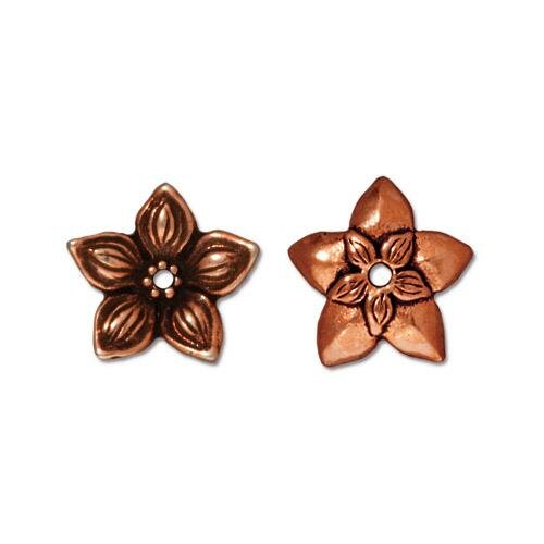 Шапочка для бусин (обниматель), 11х2.5мм, TierraCast, Жасмин, базовый материал - оловянный сплав, медный с чернением, 2 шт.