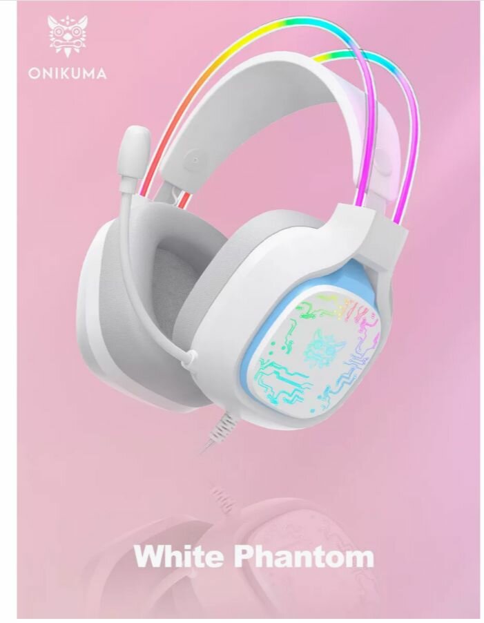 Игровые наушники с RGB подсветкой ONICUMA X22 с гарнитурой, проводные, белый