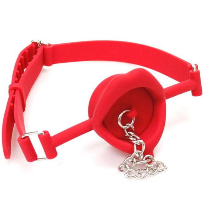 Кляп с заглушкой Silicone Gag Lip Cap Red