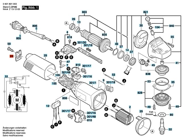 1605500228 Крышка для Bosch GGS 28 C, GGS 28 LC, GWS 10-125, GWS 10-125 C
