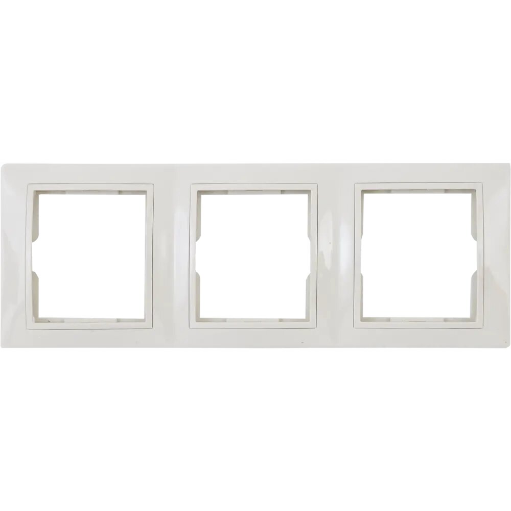 Рамка для розеток и выключателей вертикальная Таймыр 3 поста, цвет бежевый