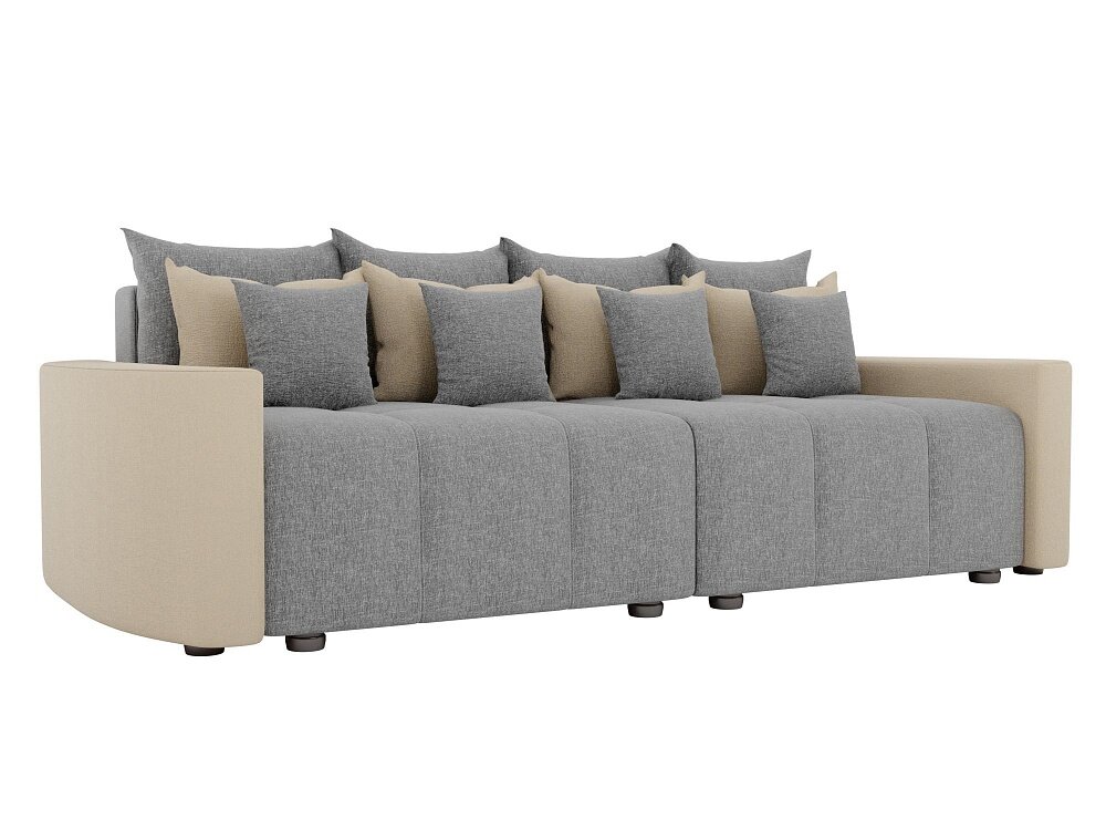 Прямой диван Бристоль Серо-Бежевый, еврокнижка, 295х148х95 см, с ящиком для белья