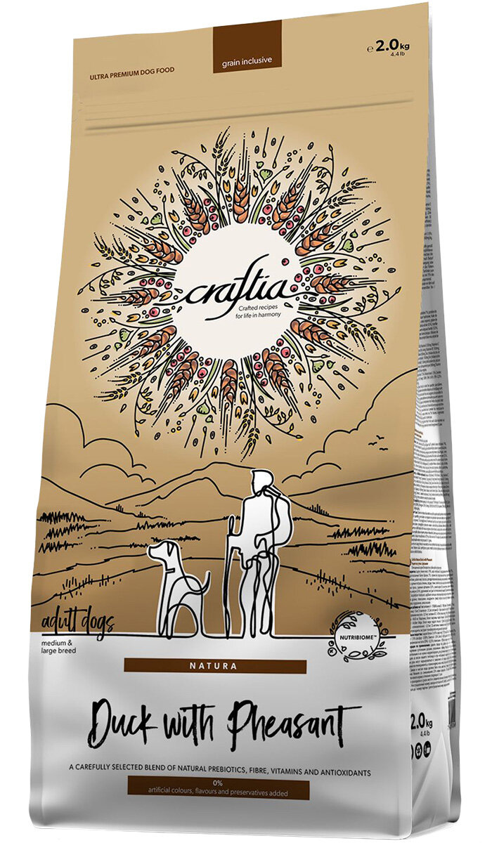 CRAFTIA NATURA ADULT DOG MEDIUM&LARGE DUCK&PHEASANT взр соб сред и круп пор утка фазан NEW 2 кг