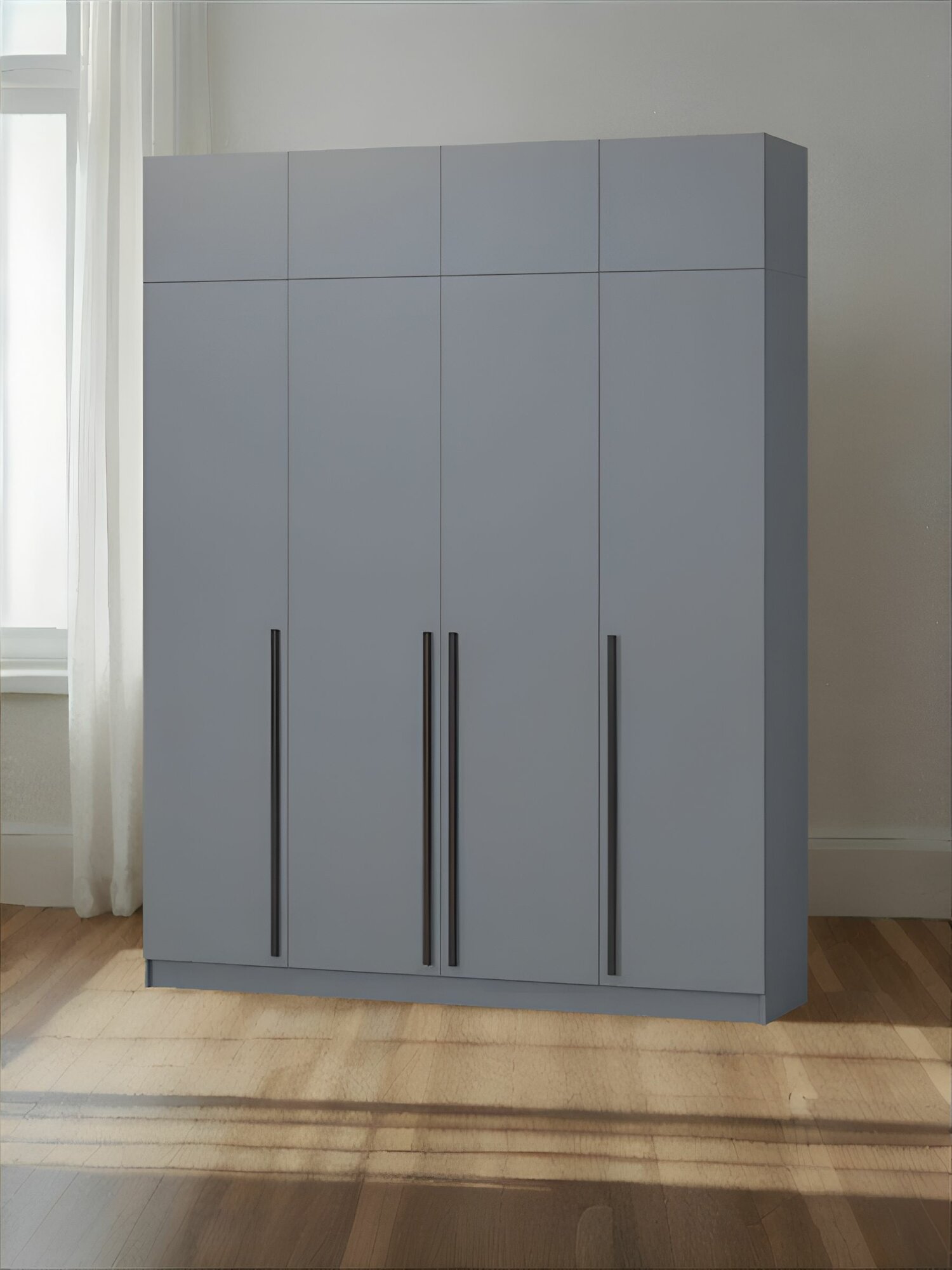 Шкаф для одежды распашной с зеркалом и антресолью 2,0 "Бастион" Графит