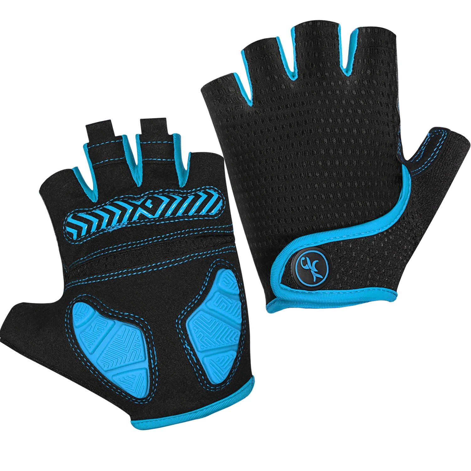 FINGEREDGLOVE летние спортивные велосипедные перчатки полупальцевые Бирюзовый, М, Синий