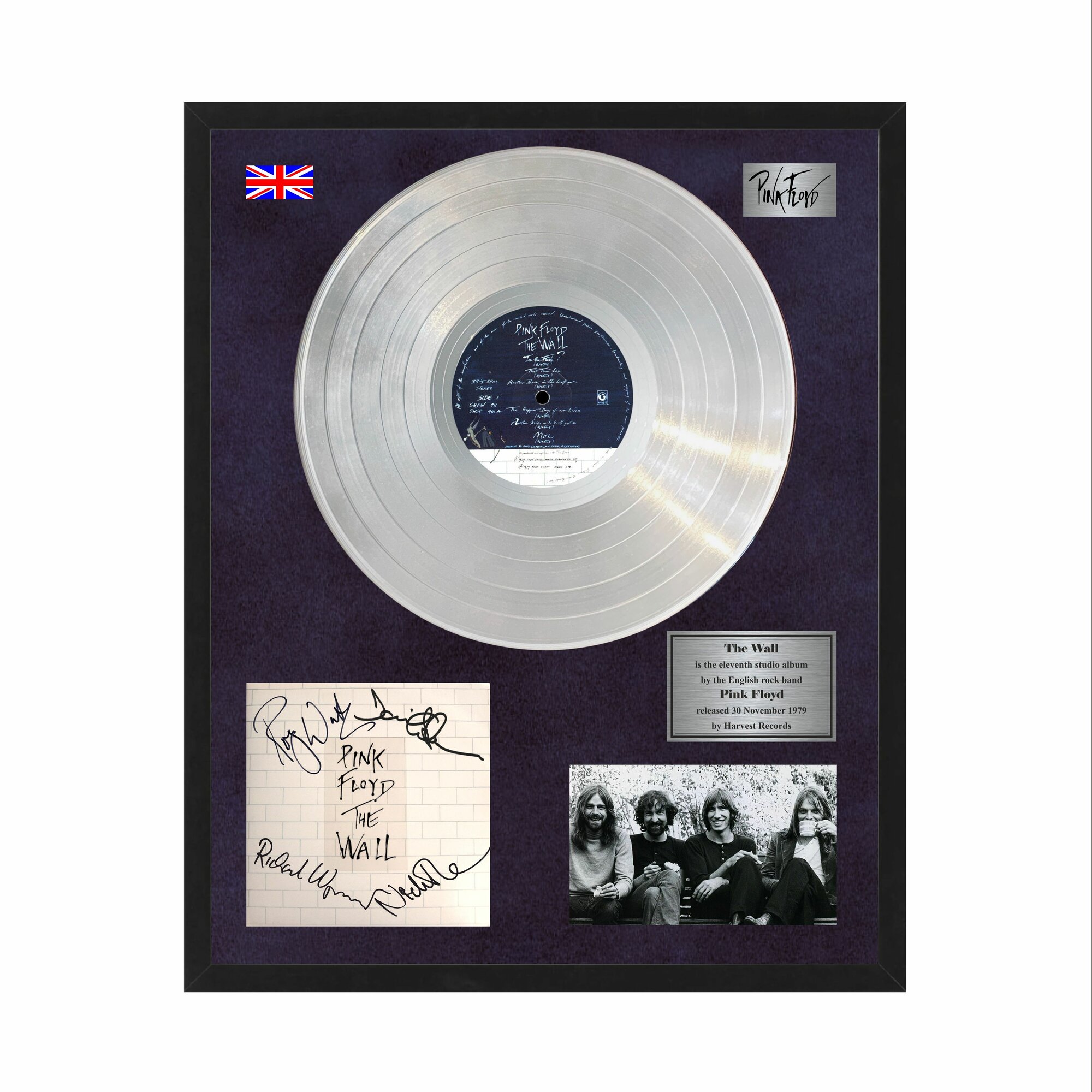 Виниловая декоративная пластинка Pink Floyd в рамке